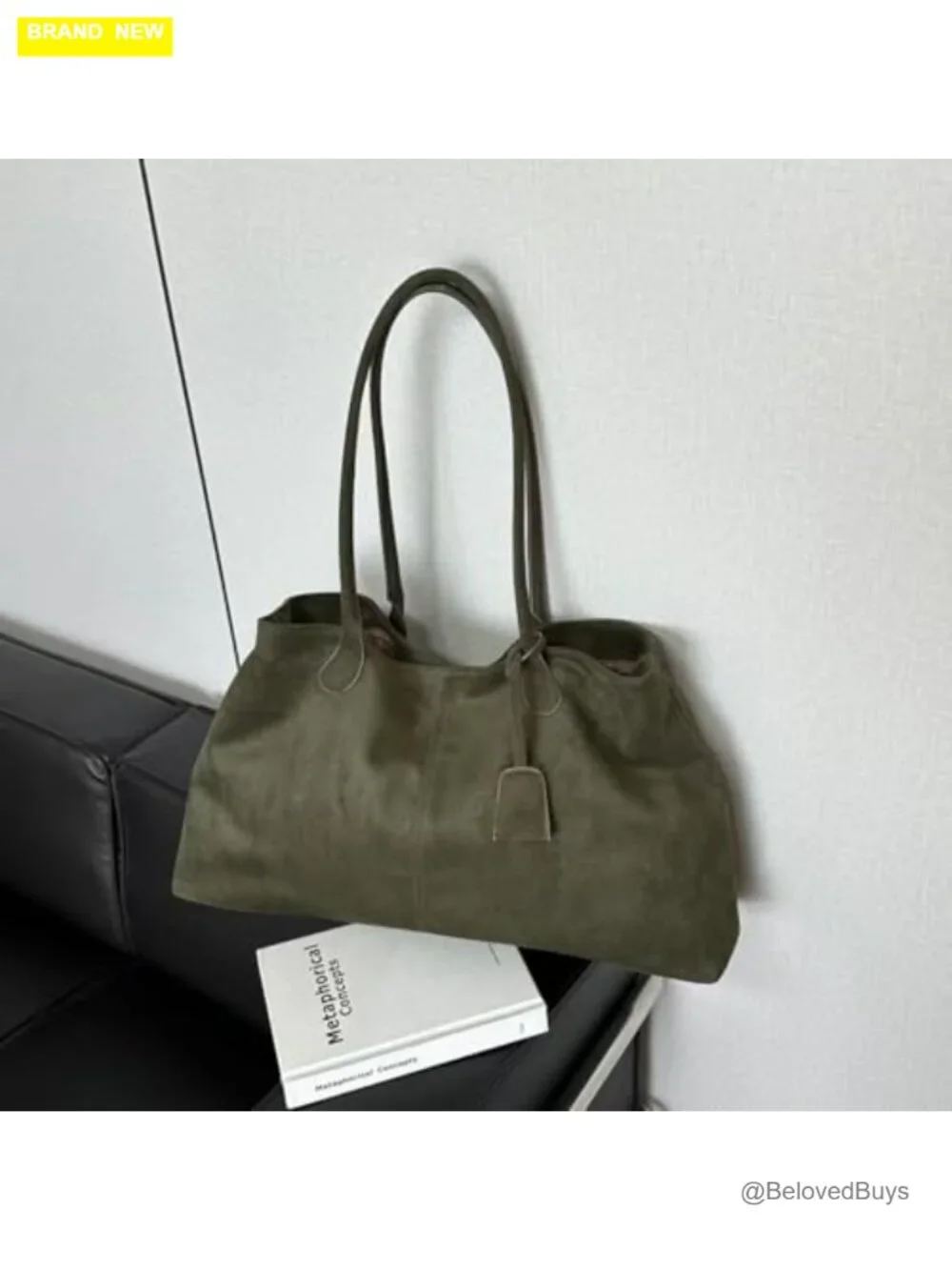 Bags | Faux Suede Tote Bag Large Hobo Handbag With Magnetic Snap For ...